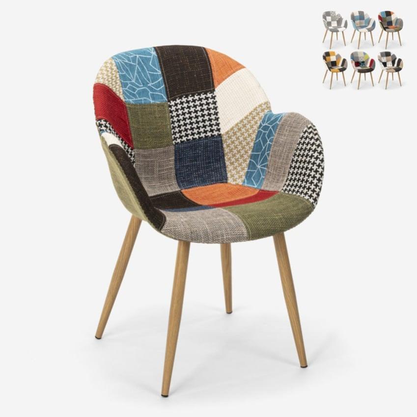 Sedia poltrona design patchwork nordico salotto cucina studio Finch ...