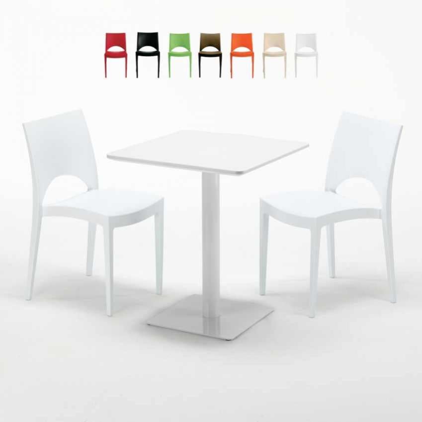 Tavolo Quadrato Bianco 60x60 cm e 2 Sedie Colorate Paris Lemon | Leroy ...