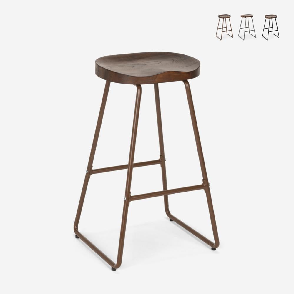 Sgabello design industriale in metallo legno per bar cucine bar ...