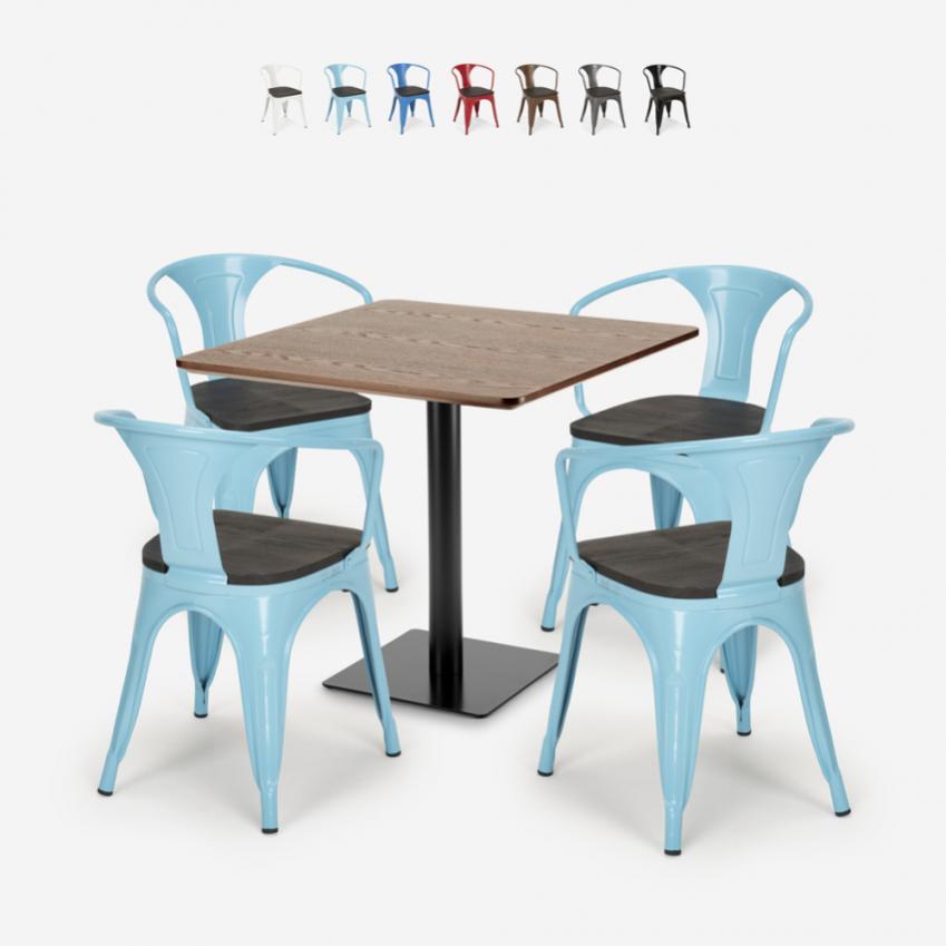 Set tavolino bar ristoranti Horeca 90x90cm 4 sedie Tolix Burke | Leroy ...