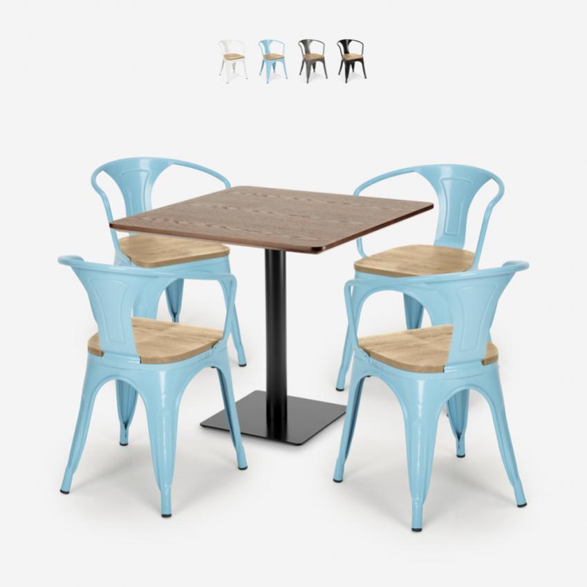 Ensemble table horeca 90x90cm bar restaurant et 4 chaises style dunmore ...