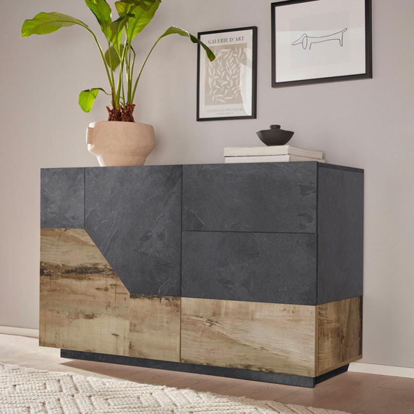 Credenza madia design soggiorno 140x43cm 2 ante 3 cassetti Mira Report ...