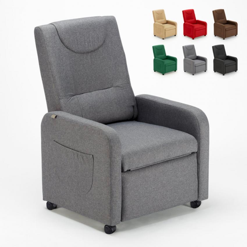 Fauteuil relax inclinable en tissu avec roulettes et repose-pieds ...