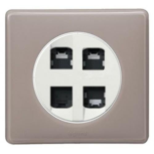 Prise RJ45 Céliane quadruple. Finition: Galet Non Legrand | Leroy Merlin