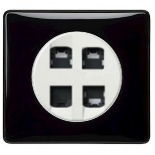 Prise RJ45 Céliane quadruple. Finition: Laqué Noir Non Legrand | Leroy ...