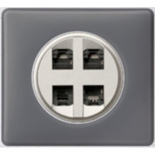 Prise RJ45 Céliane quadruple. Finition: Schiste Non Legrand | Leroy Merlin