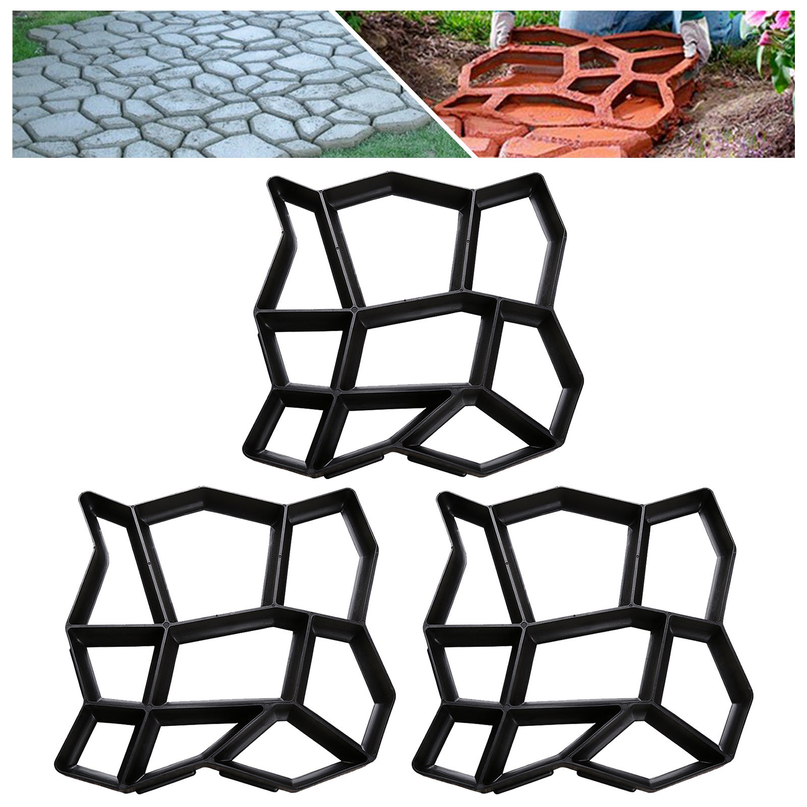 3x Moule En Béton Moules à Paver Diy En Plastiqu Pochoirs De Pavage