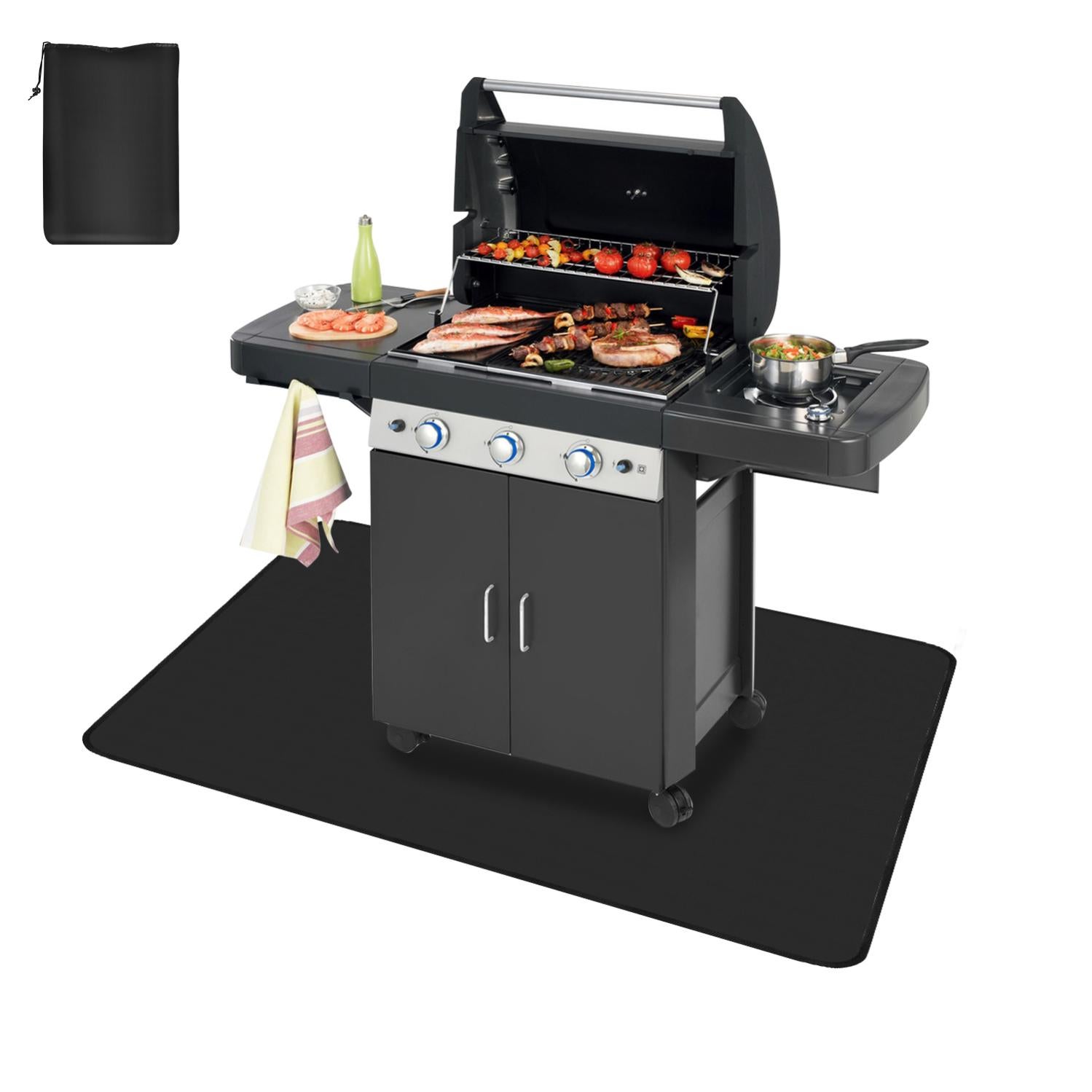 Tapis de protection de sol pour barbecue Tapis de Gril 122*152CM - Noir ...