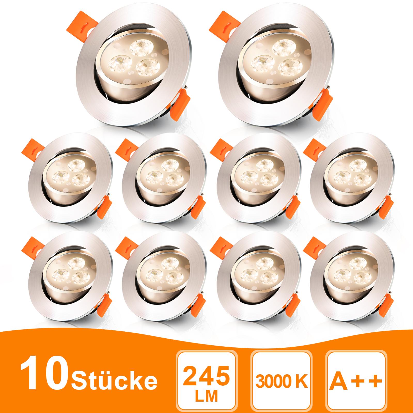 10x spots encastrables LED spot encastrable 3W blanc chaud spots ...
