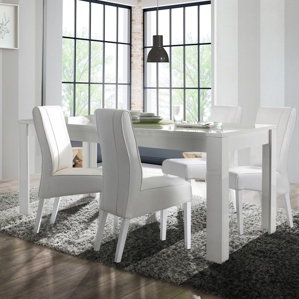 Table extensible moderne blanc brillant 90 x 137-185 cm Lit Amalfi ...