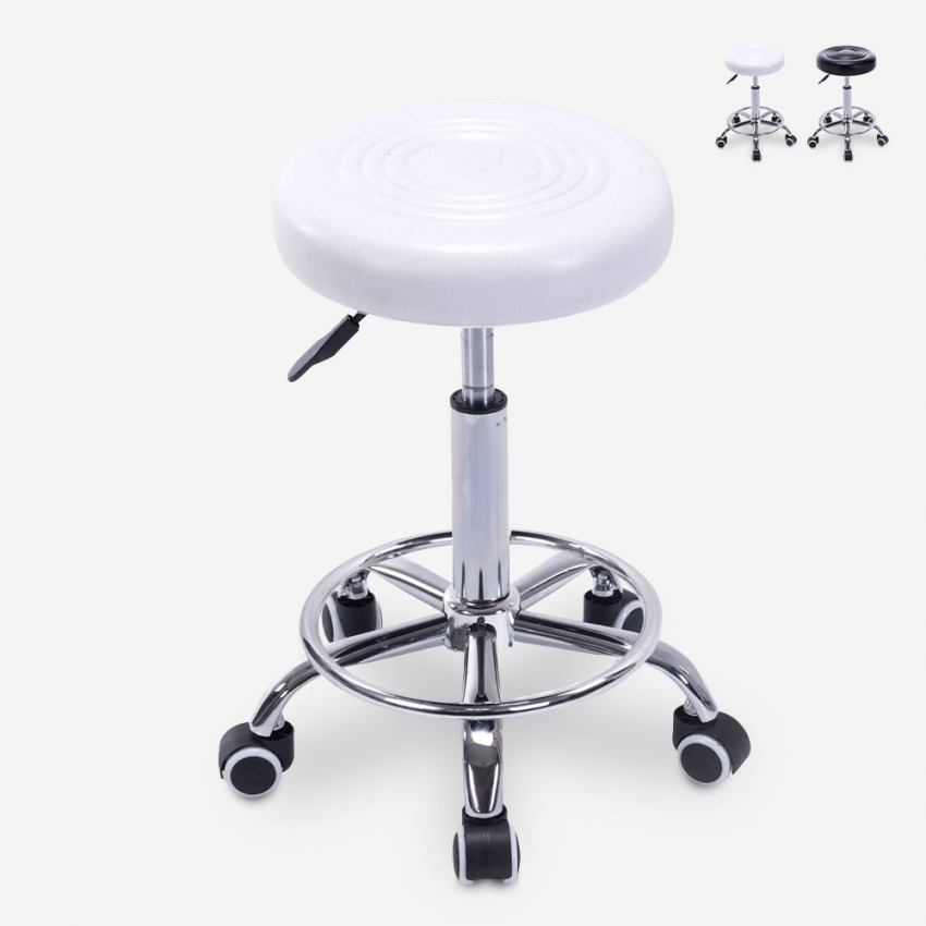 Taburete con ruedas asiento de polipiel giratorio esteticista oficina ...