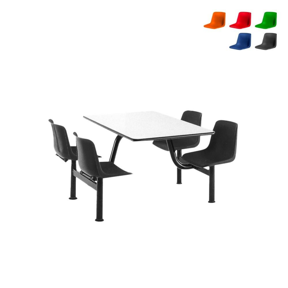 Table et 4 chaises pour cantine self bureau et école Four - Anthracite ...