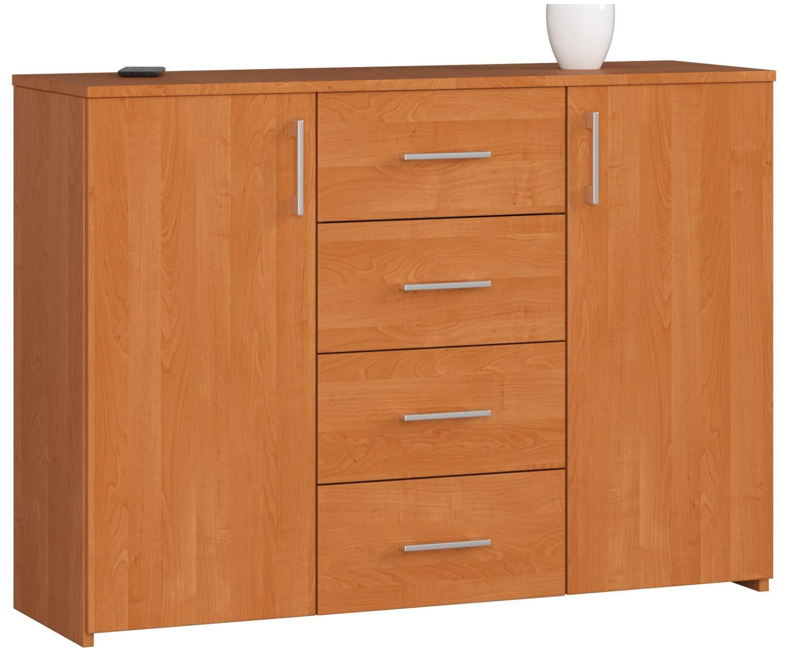 Commode AKORD K45 Aulne 110 cm 2 portes 4 tiroirs façade Aulne 4 ...