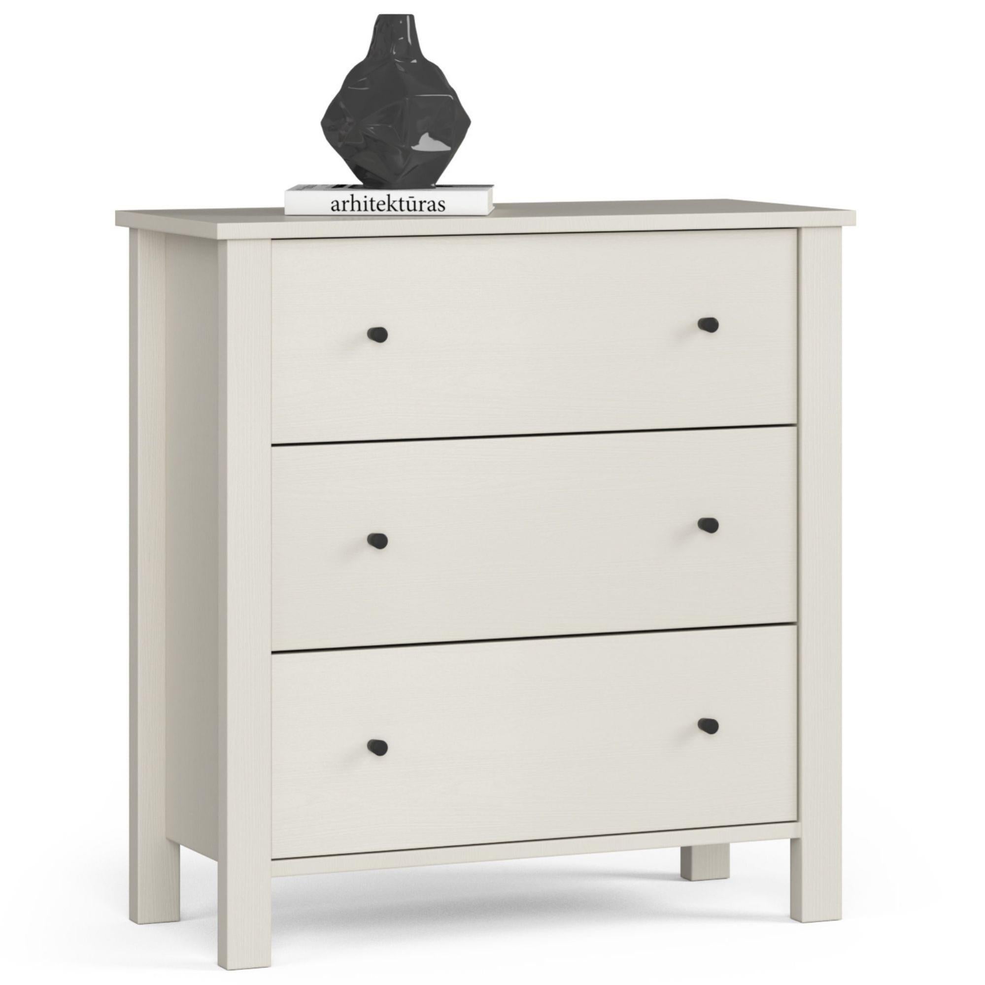 Commode AKORD Vine K80 Grise 80 cm 3 tiroirs façade Grise 80x40x84 cm ...