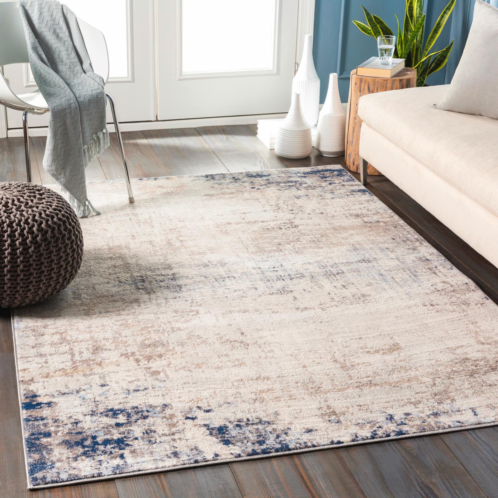 SURYA - Tappeto Astratto Moderno ALIX - 140x200cm - Avorio e Blu ...