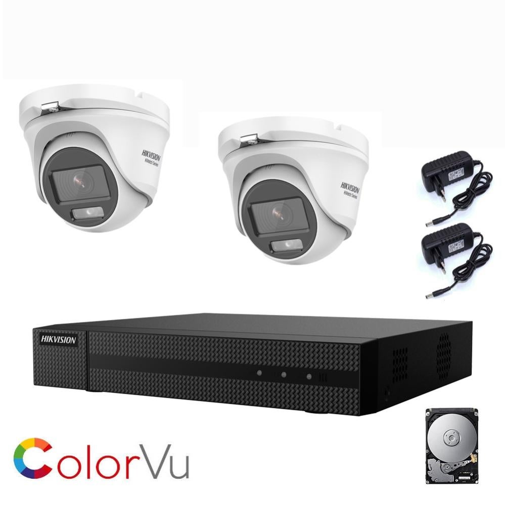 KIT 2 TELECAMERE VIDEOSORVEGLIANZA HIKVISION DVR 4 CANALI 2 MPX 500 GB ...