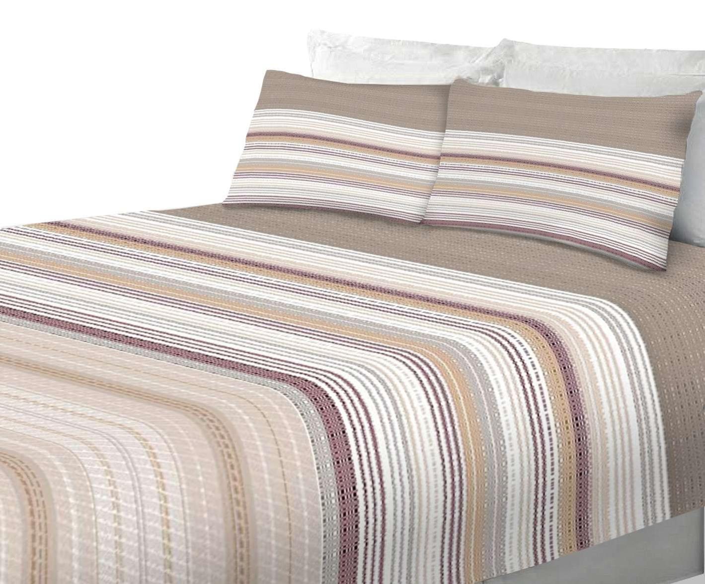 Ensemble de draps doubles en coton doux. 2 taies d'oreiller+ drap ...