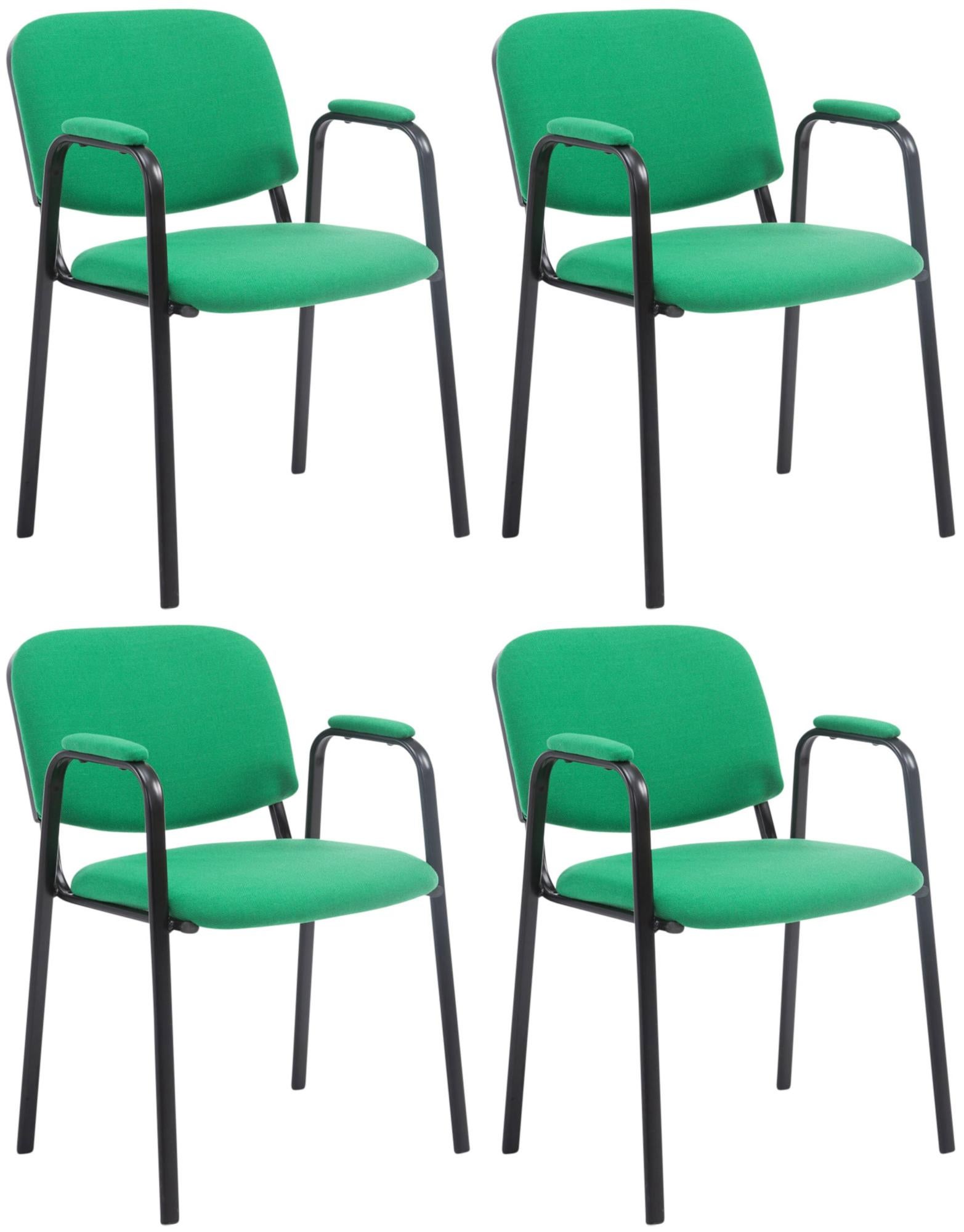 Lot de 4 Chaises de visiteur Ken Pro en tissu avec accoudoirs Vert ...