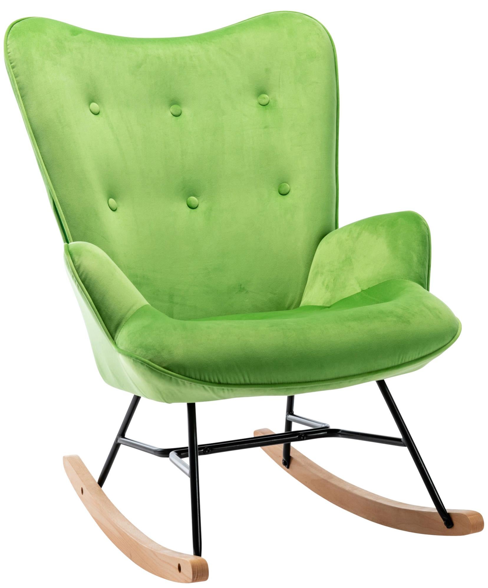 Fauteuil à bascule Sanka en Velours Vert | Leroy Merlin