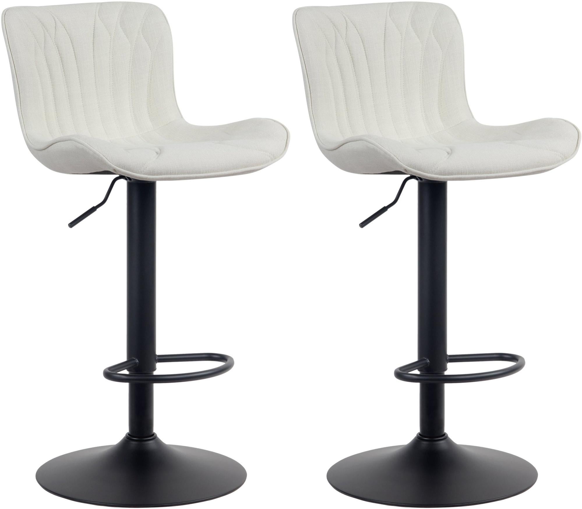 Lot de 2 Tabourets de bar Linus Pied en Métal réglable pivotant Crème ...