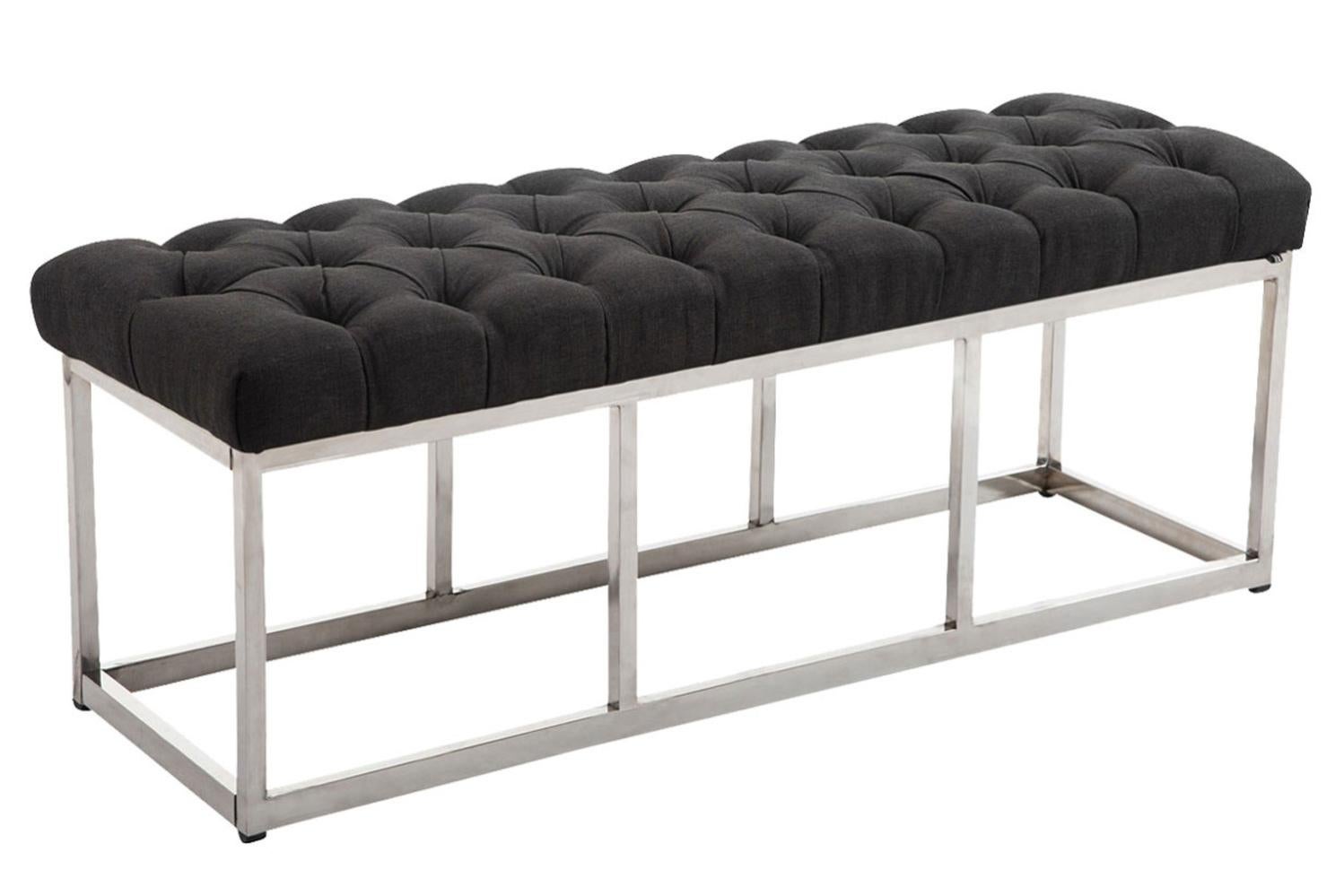 Taburete Pie de Cama Amun en Tela Gris oscuro|120 cm | Leroy Merlin