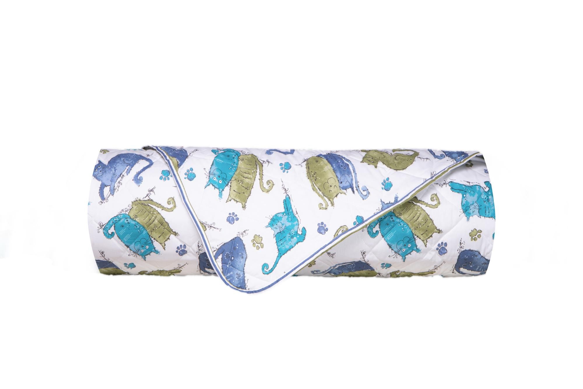 Colcha leve em colcha de algodão puro Made in Italy CAMA DE CASAL GATOS ...