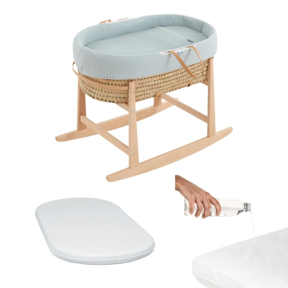 Culla completa (rivestimento in cotone waffle di eucalipto + materasso ...