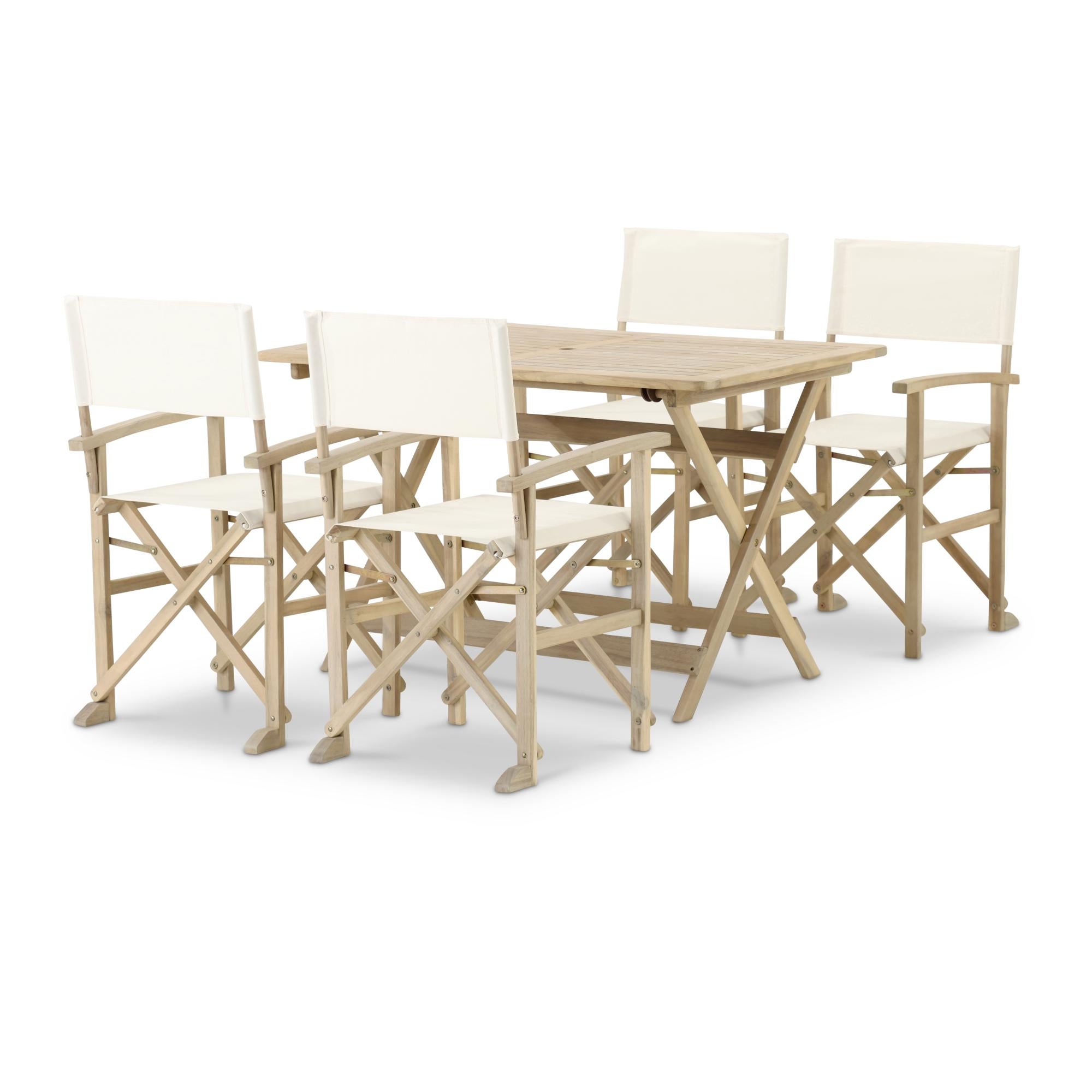 Set da pranzo da giardino tavolo pieghevole 120x70 + 4 sedie Raw ...