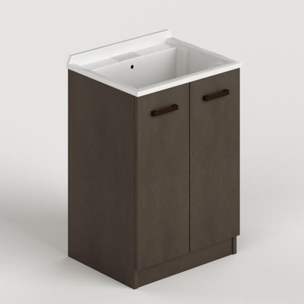 Mobile lavatoio in legno di colore fango. Lavatoi lavanderia 2 ante con ...