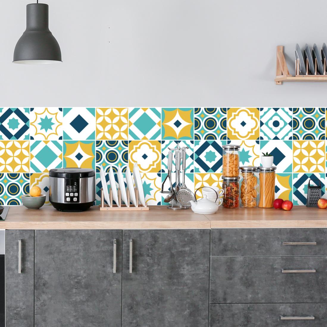 Crédence adhésive carreaux de ciment coloré 60x400cm | Leroy Merlin