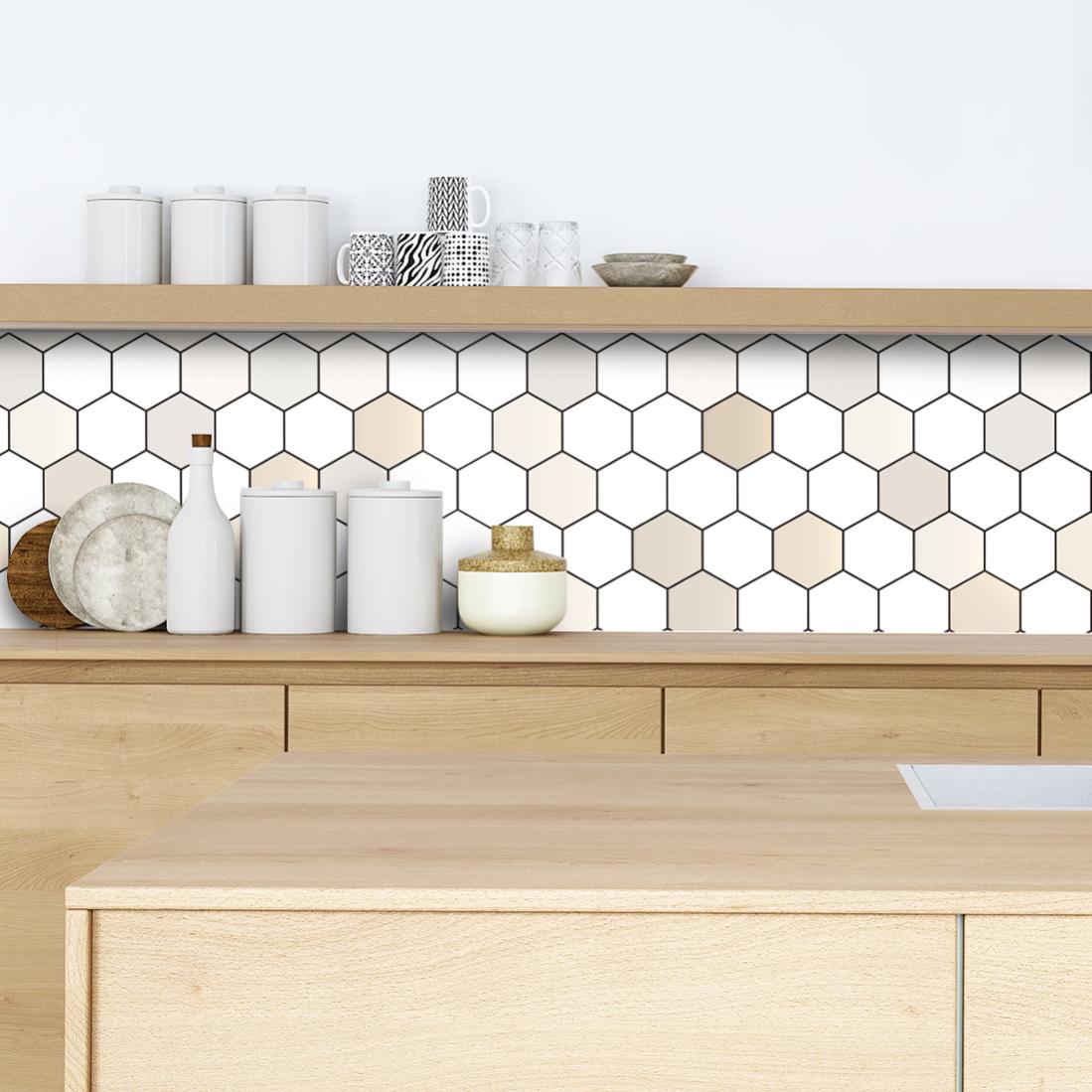 Crédence adhésive losange blanc beige 50x200cm | Leroy Merlin