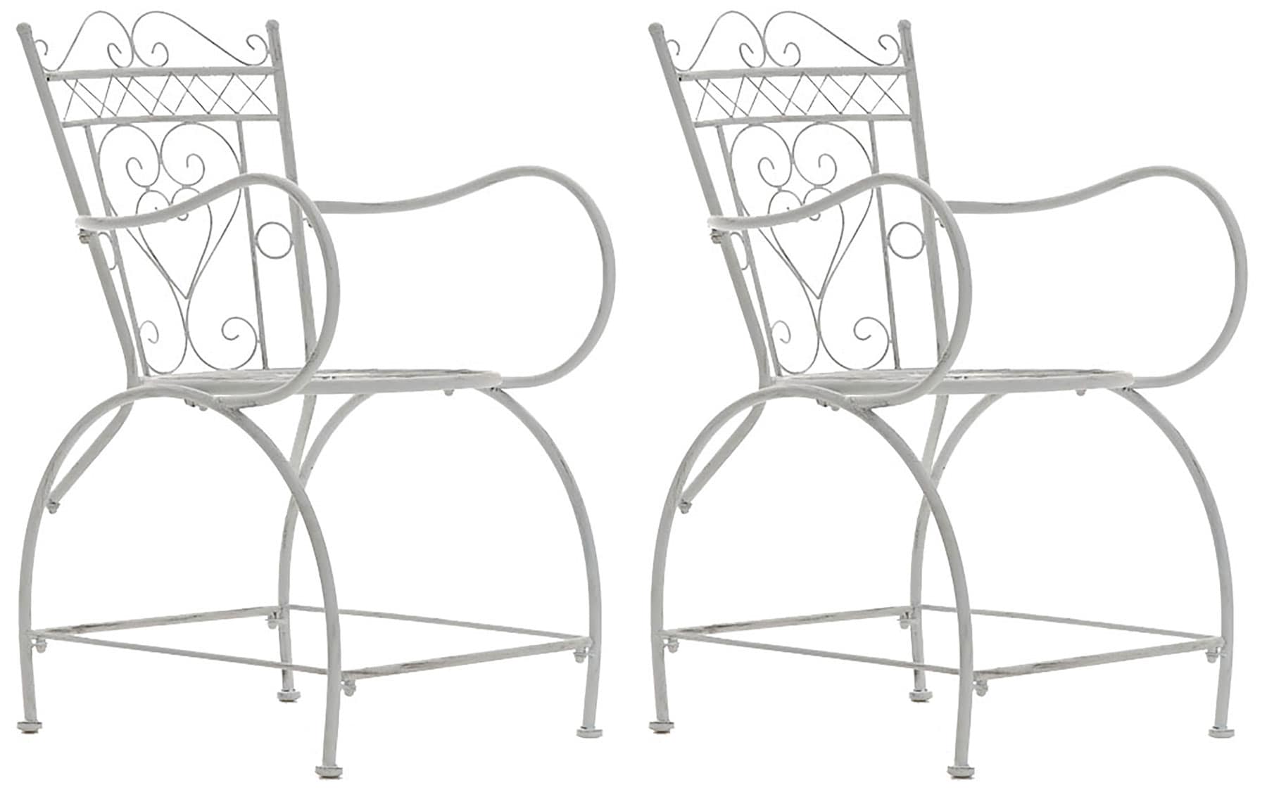 Lot de 2 Chaises de jardin Sheela en fer avec accoudoirs et repose ... Lot de 2 Chaises de jardin Sheela en fer avec accoudoirs et repose ...