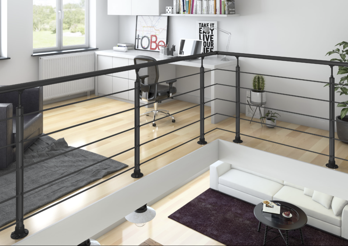 Garde-corps aluminium Clean Black 150 cm fixation sol | Leroy Merlin
