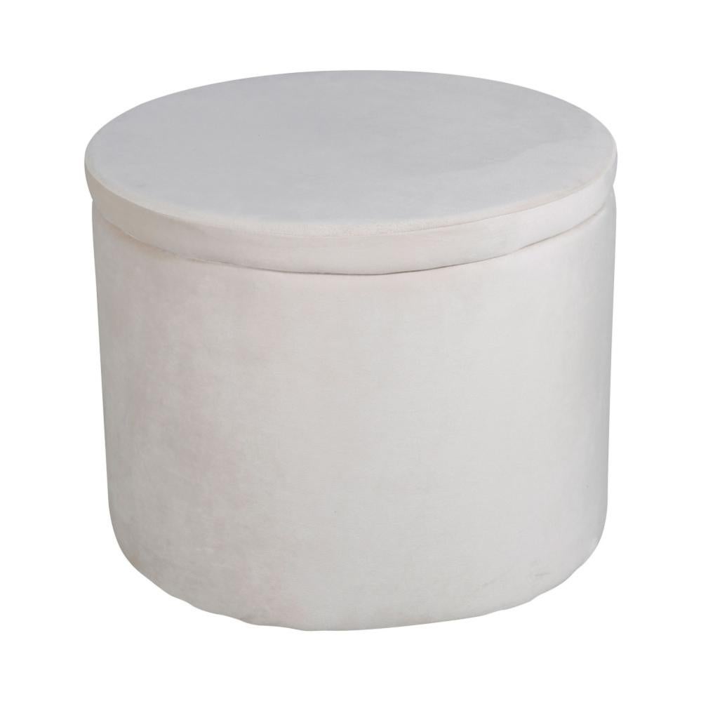 Pouf coffre rond en velours ø51cm beige - DUNKEN | Leroy Merlin