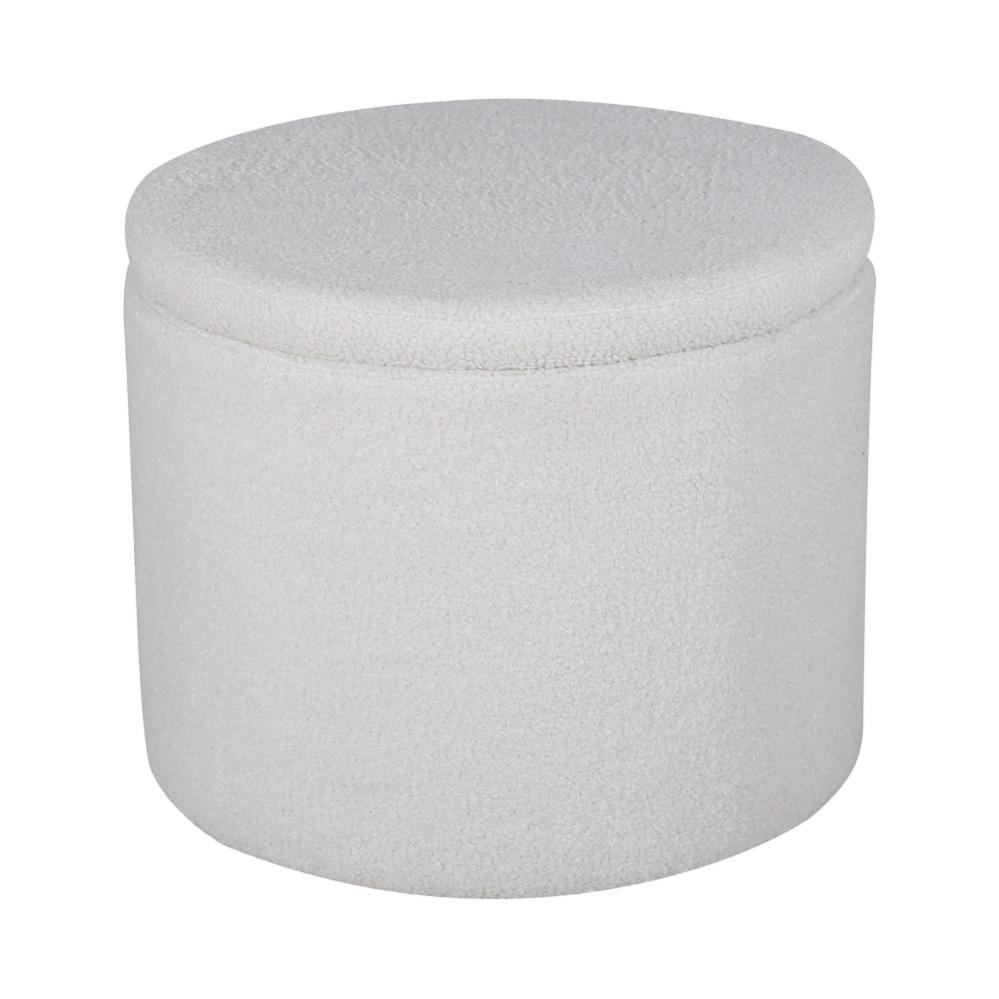 Pouf coffre rond en tissu bouclette ø51cm ecru - DUNKEN | Leroy Merlin