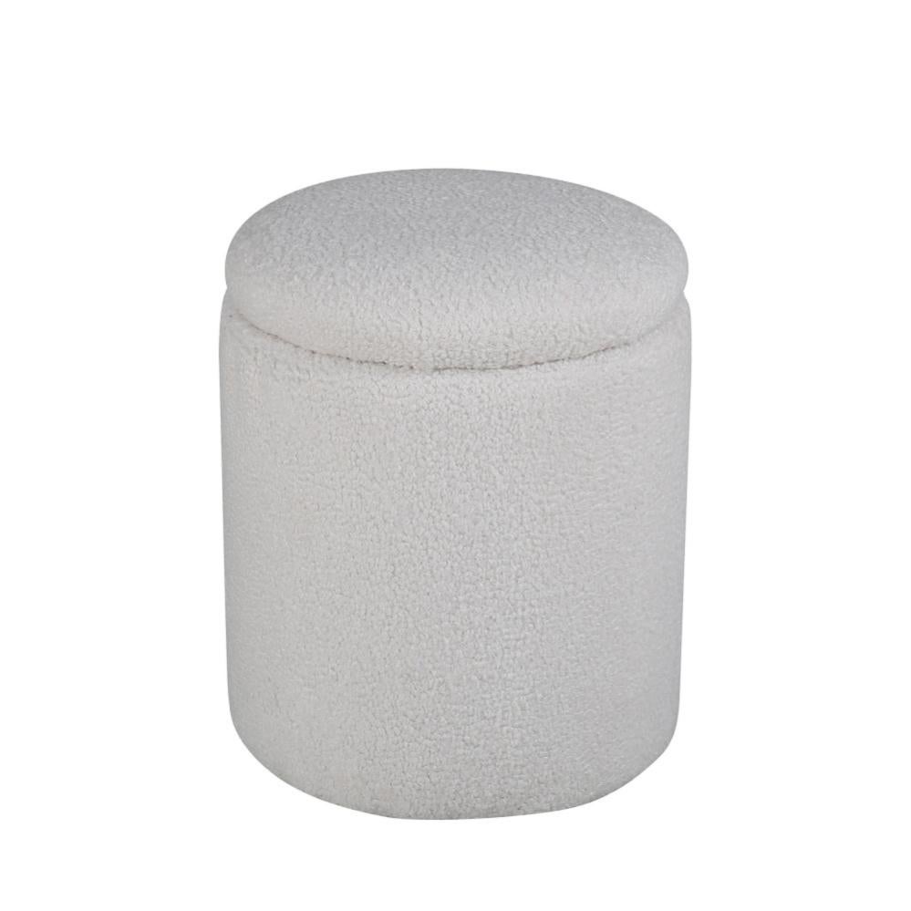 Pouf coffre rond en tissu bouclette ø32cm ecru - LIMPEN | Leroy Merlin