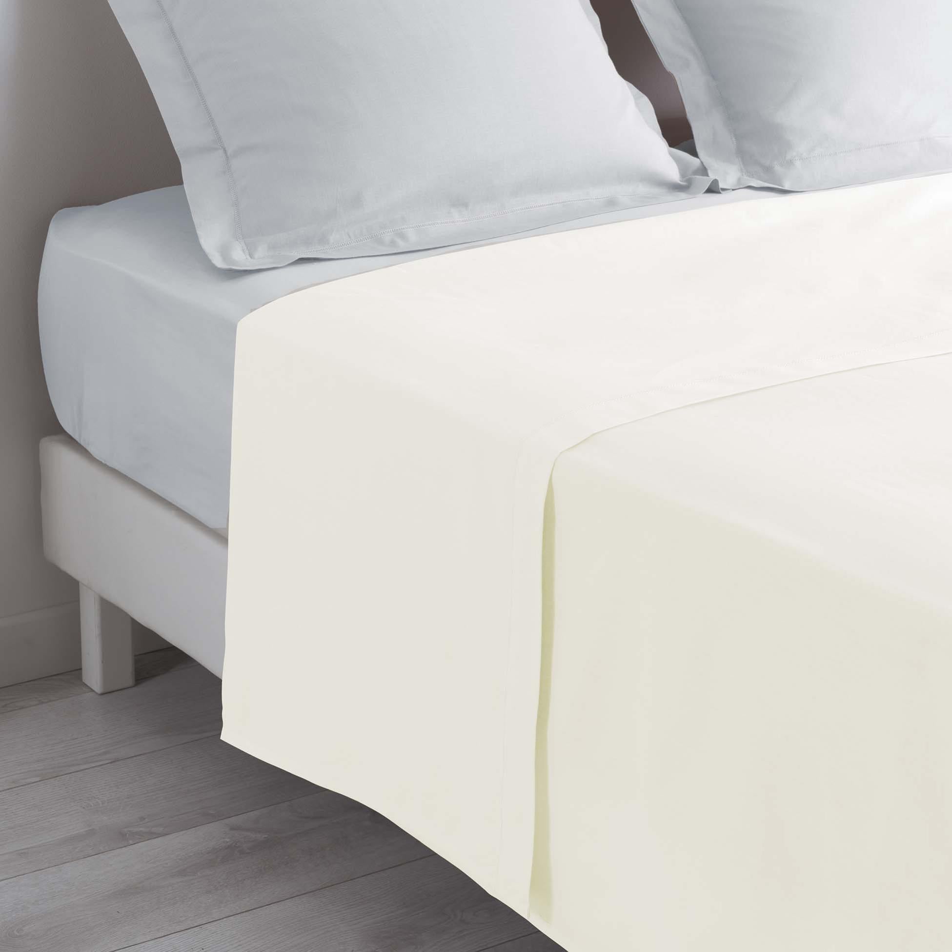 Drap plat lit 1 personne 180 x 290 cm 100% coton 57 fils couleur ...