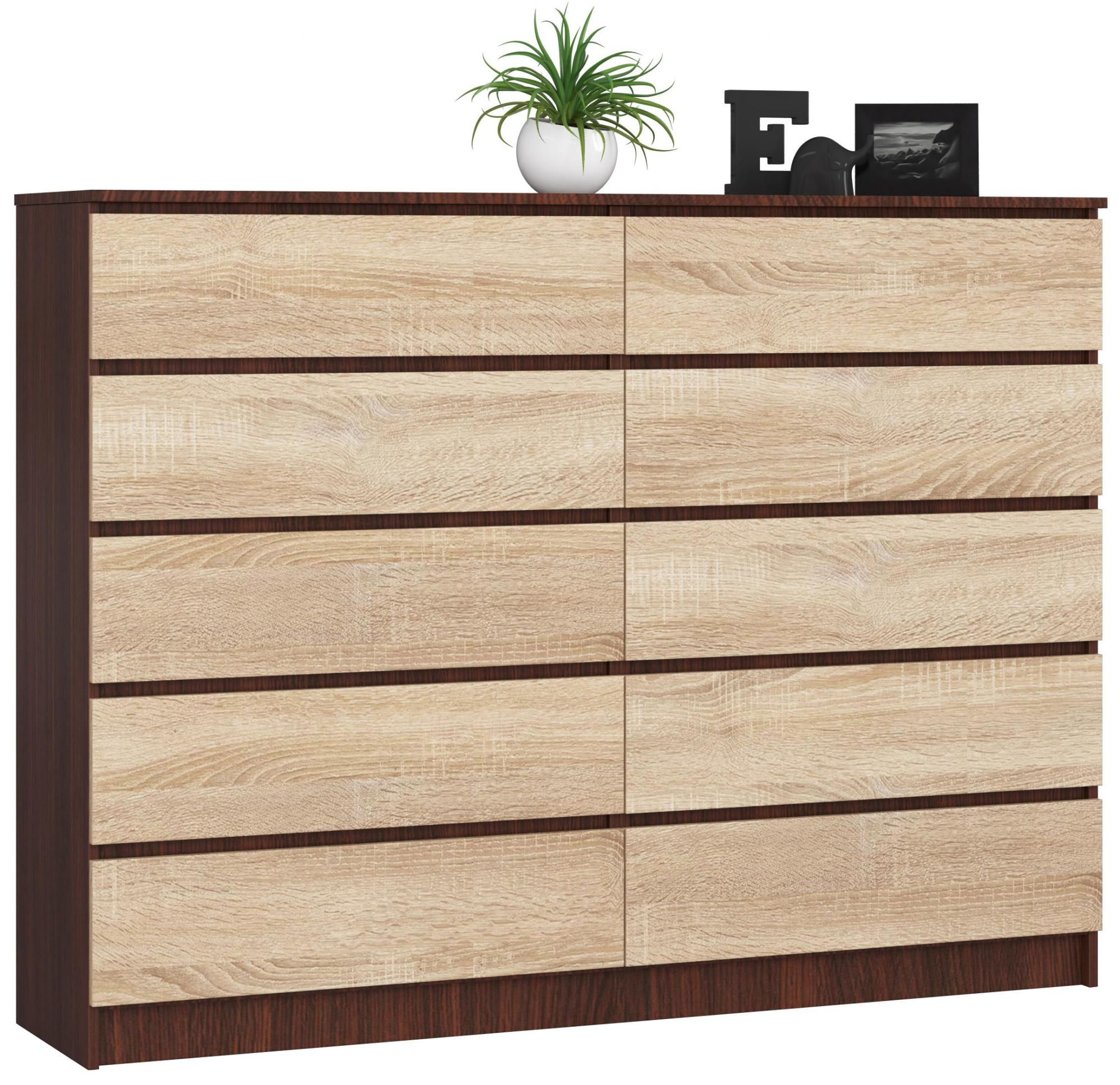 Grande Commode pour le salon AKORD K160 Wengé 160 cm 10 tiroirs façade ...