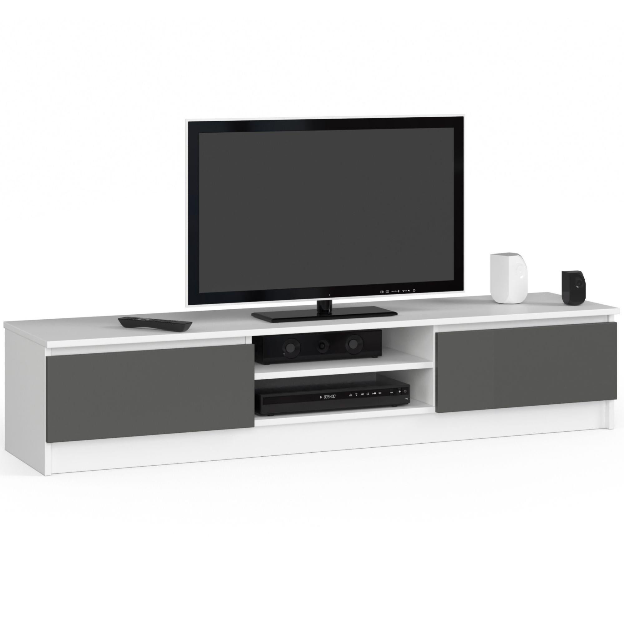 Mobile TV AKORD Bianco 160 cm 2 porte Colore frontale Grigio Grafite ...