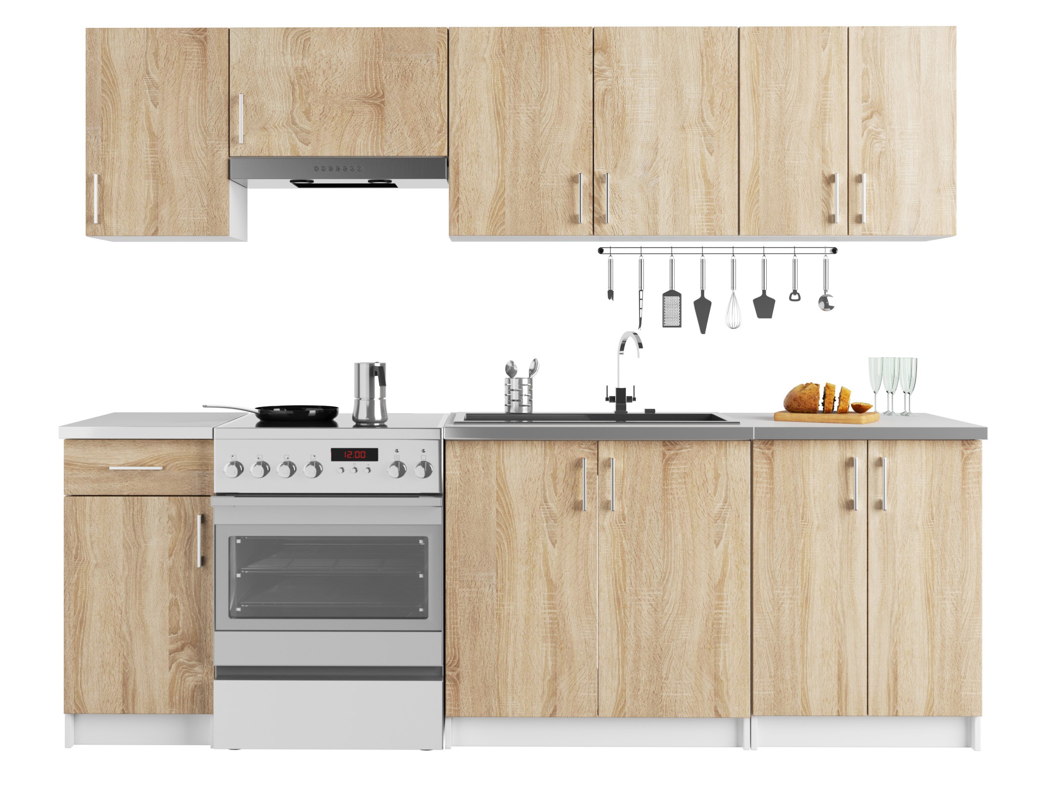 AKORD Set di Mobili da Cucina LIMA 240 cm Bianco 240 cm 11 porte 1 ...