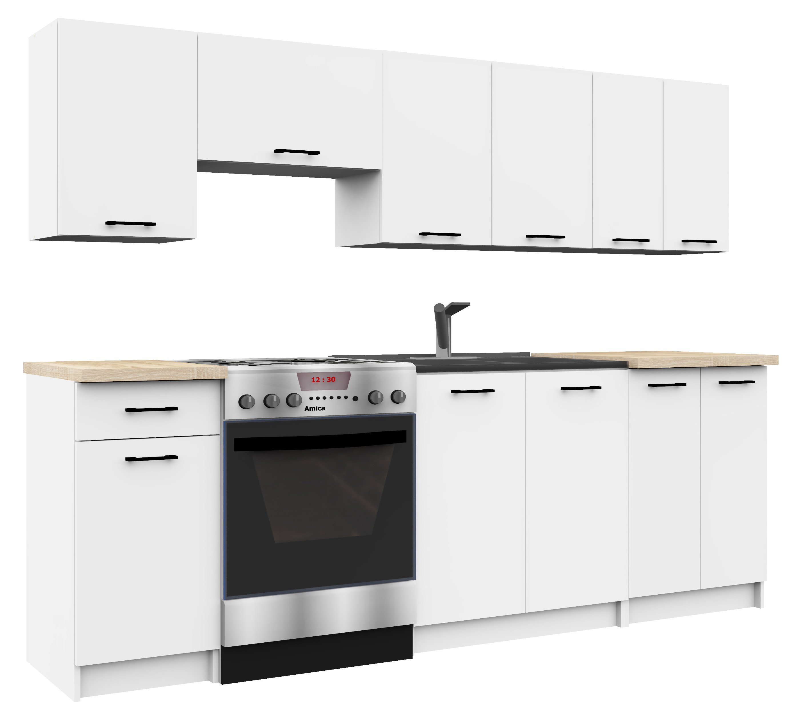 AKORD Set di Mobili da Cucina OLIWIA 240 cm Bianco 240 cm 11 porte 1 ...