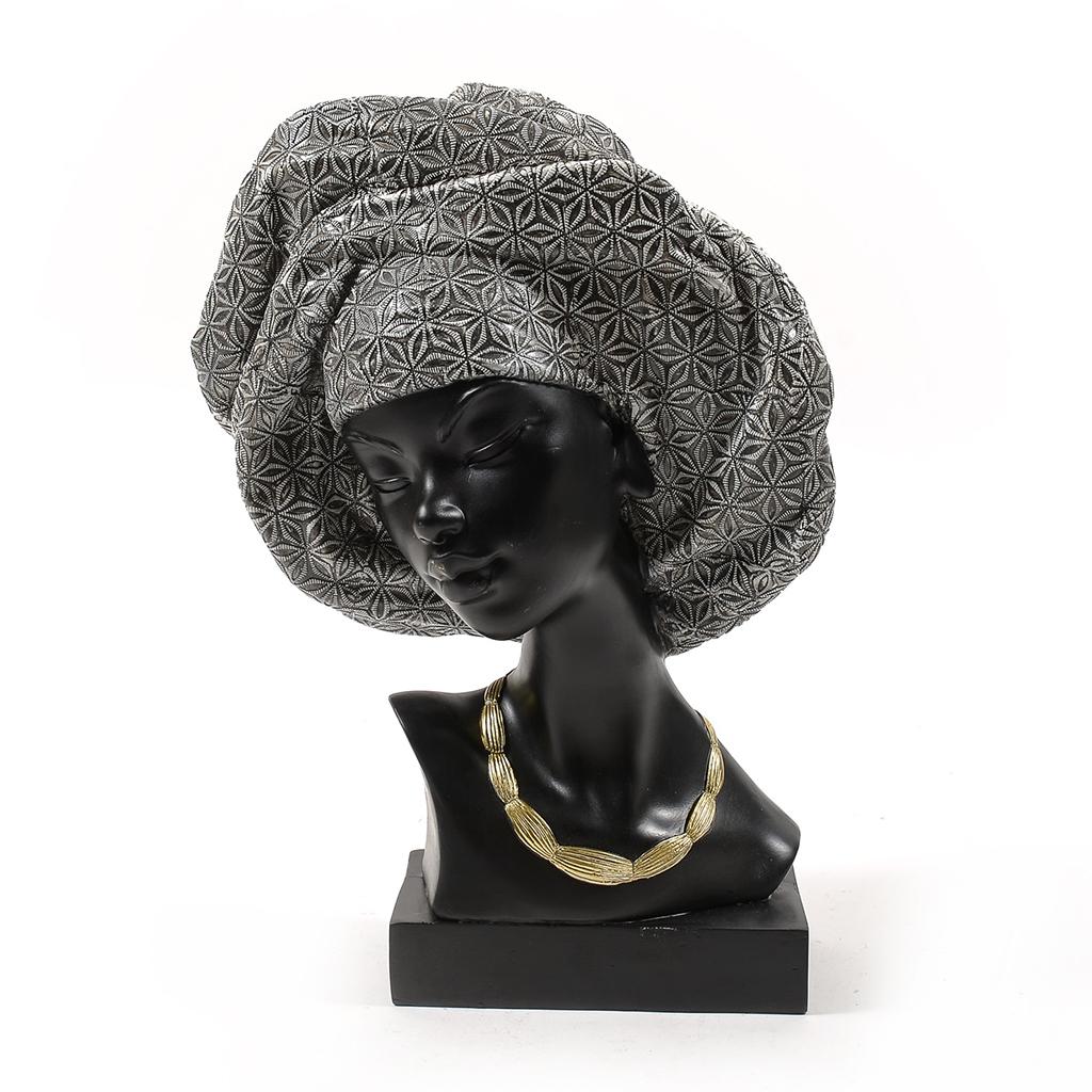Busto decorativo in poliresina statua volto donna africana "Perla d'africa" h 38 cm / Default ...
