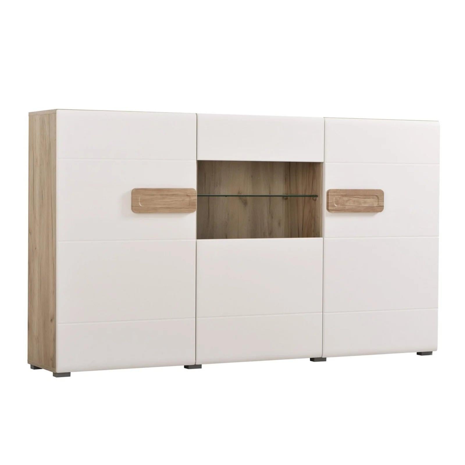 Credenza "Italy", color bianco lucido-rovere, con struttura in ...