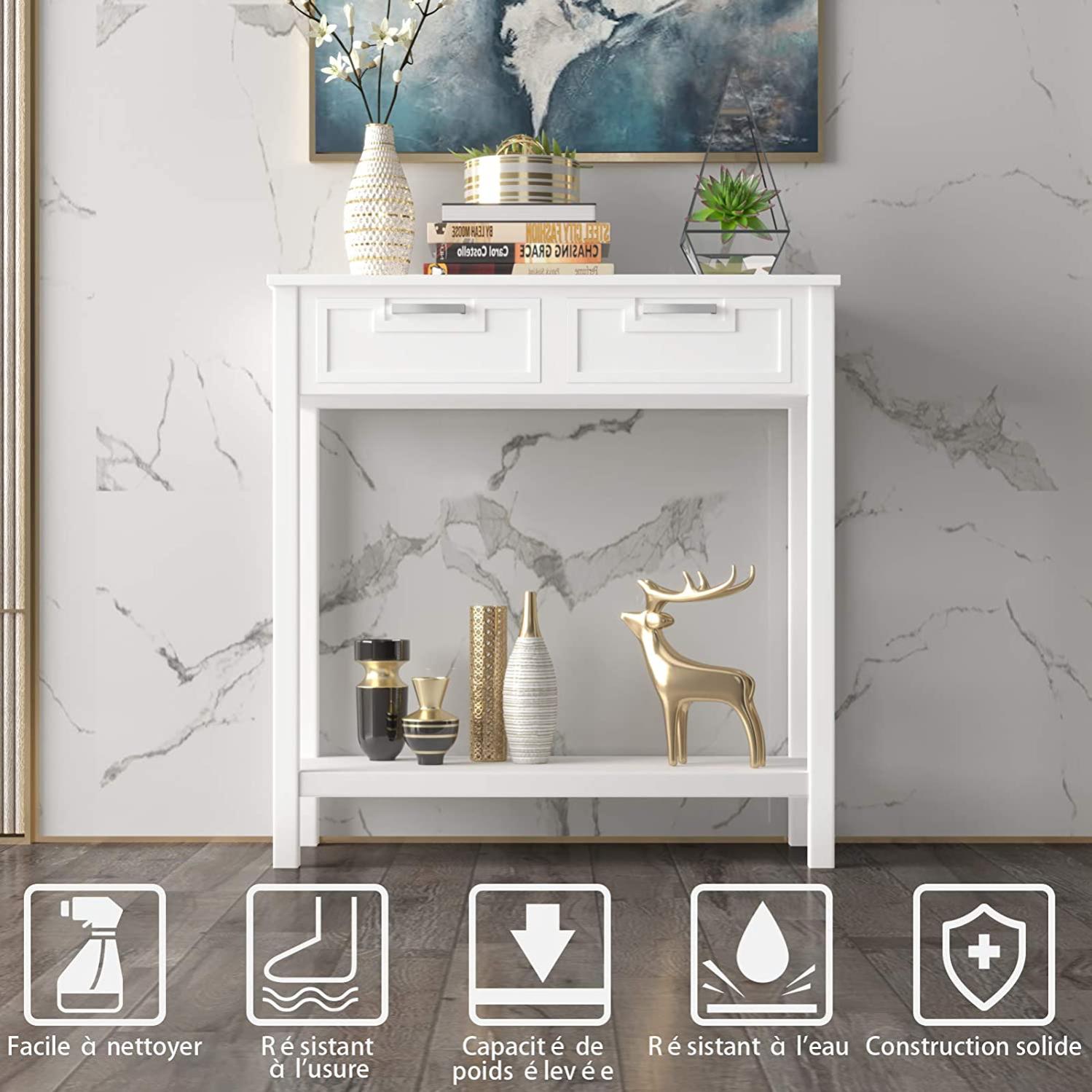 Table de console avec 2 tiroirs table d'appoint rectangulaire avec ...