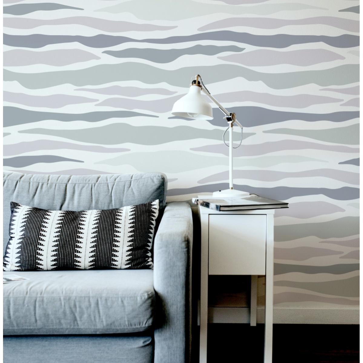 Papier peint panoramique Vagues Gris 425x250cm | Leroy Merlin