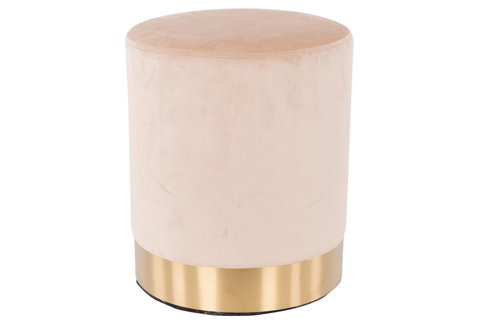 Pouf In Velluto Ava Con Base Oro Spazzolato 31X38 Beige | Leroy Merlin