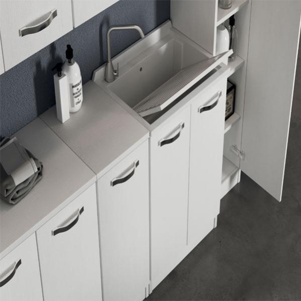 Mobile lavatoio in legno bianco frassinato. Lavatoi lavanderia 2 ante ...