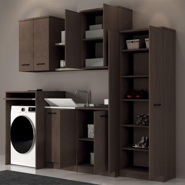 Mobile lavatoio in legno colore fango. Lavatoi lavanderia con vasca e ...