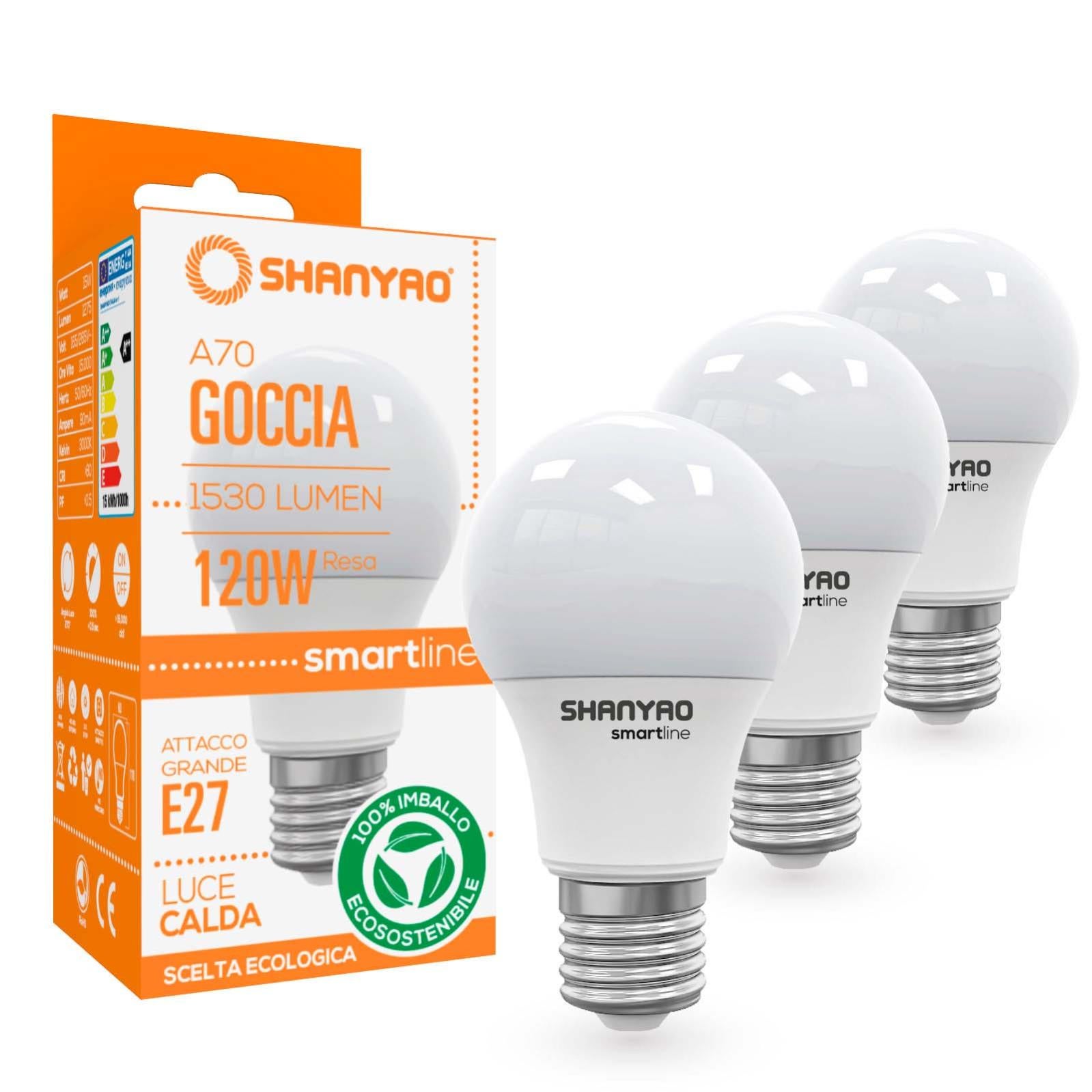 3 GOCCIA LED A70 SERIE SMARTLINE E27 18W 3000K 1.530LM | Leroy Merlin