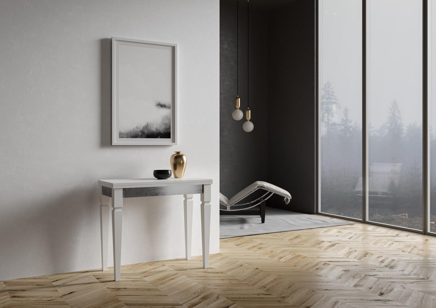 Consolle apribile 90x45/90 cm Impero Librox Bianco Frassino telaio ...